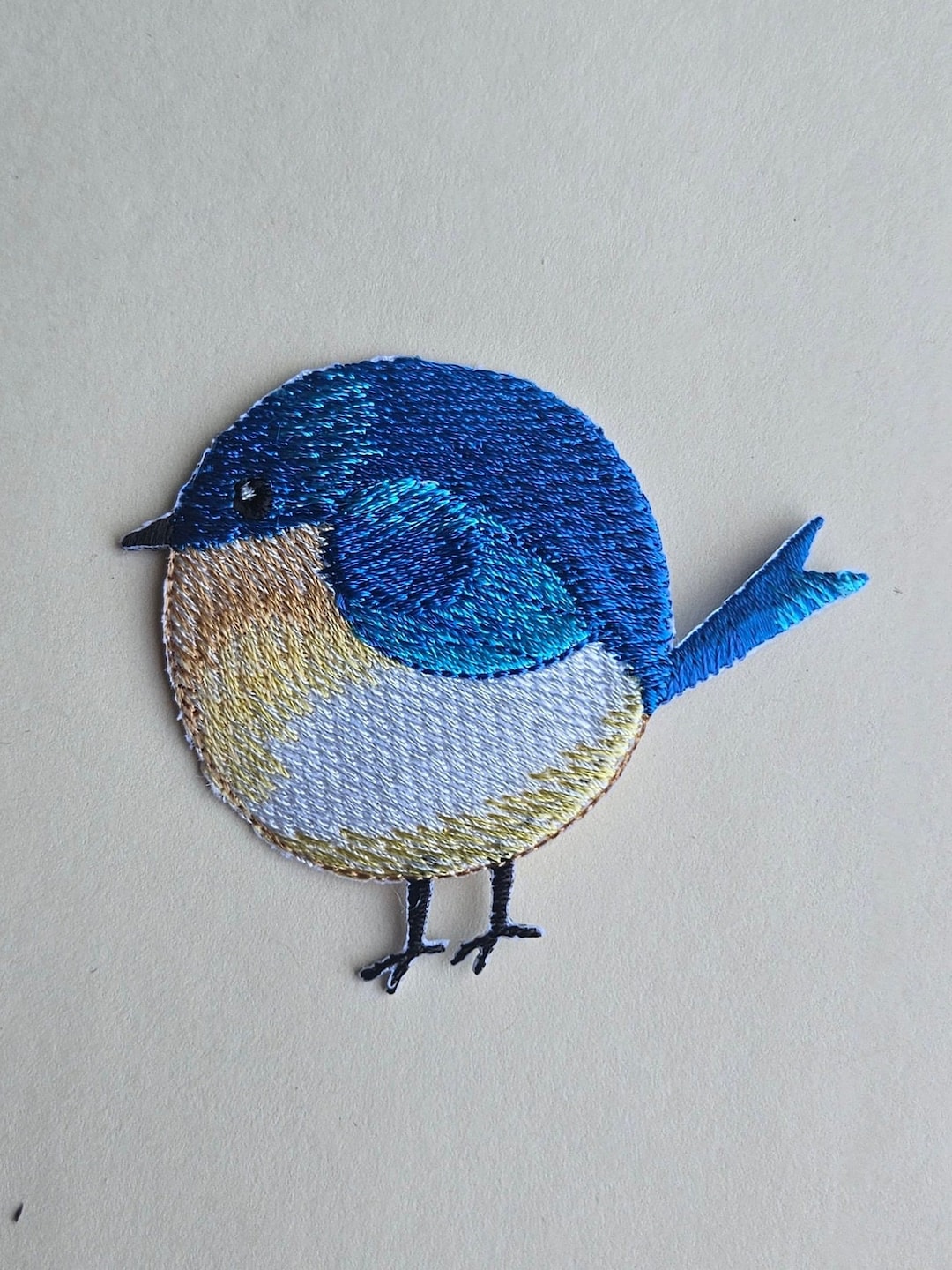 Chubby Blue Bird Patch - Iron on Patch - Embroidered Patch - Applique ...