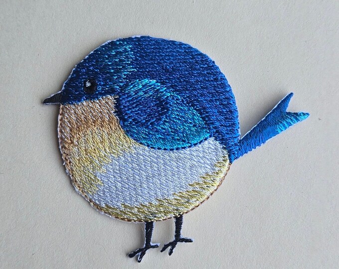 Chubby Blue Bird Patch - Iron on Patch - Embroidered Patch - Applique - Etsy