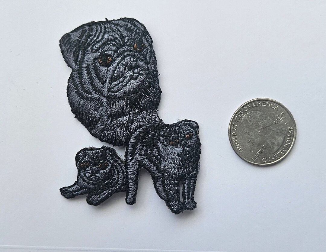 Black Pug Patch - Iron on Patch - Embroidered Patch - Applique - Etsy