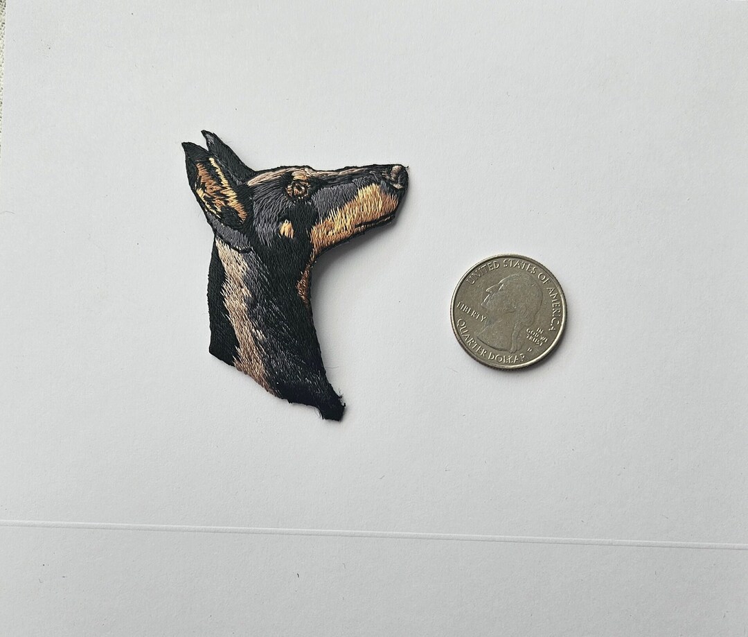Doberman Patch 2.5x2 in - Iron on Patch - Embroidered Patch - Applique ...