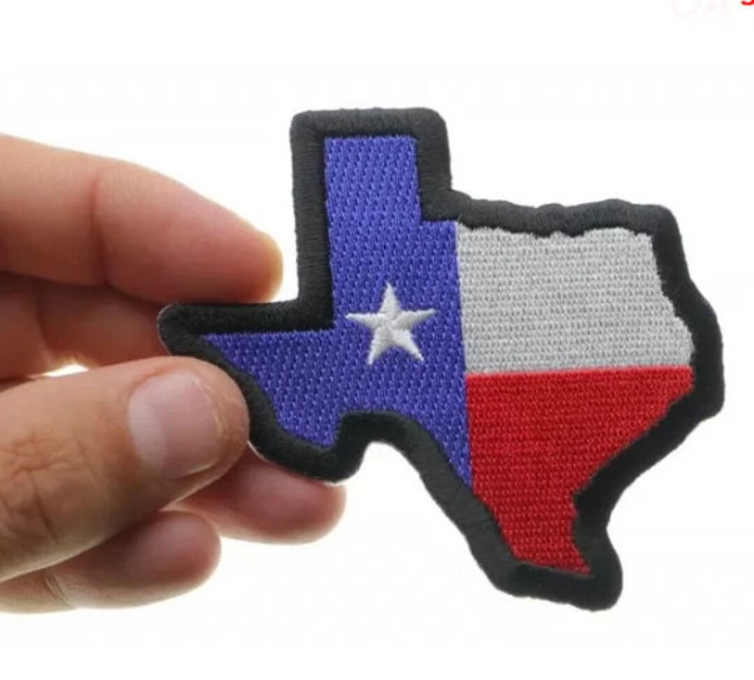 Texas Map Texas Flag Black Border Patch 3.25x3 Inch - Iron on Patch ...