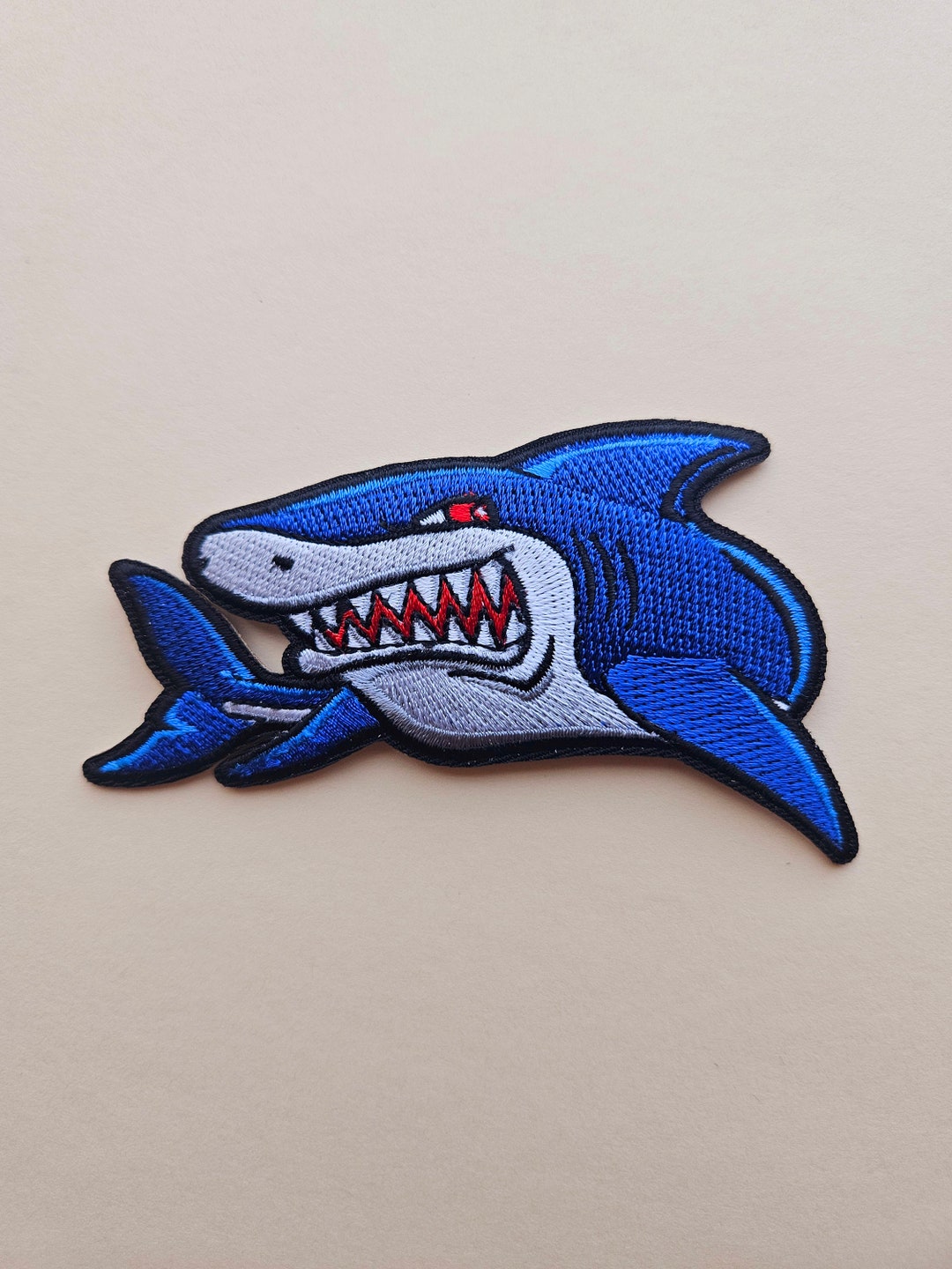 Iron on Shark Patch 4x2.75 Inch- Applique- Iron On- Embroidery - Etsy