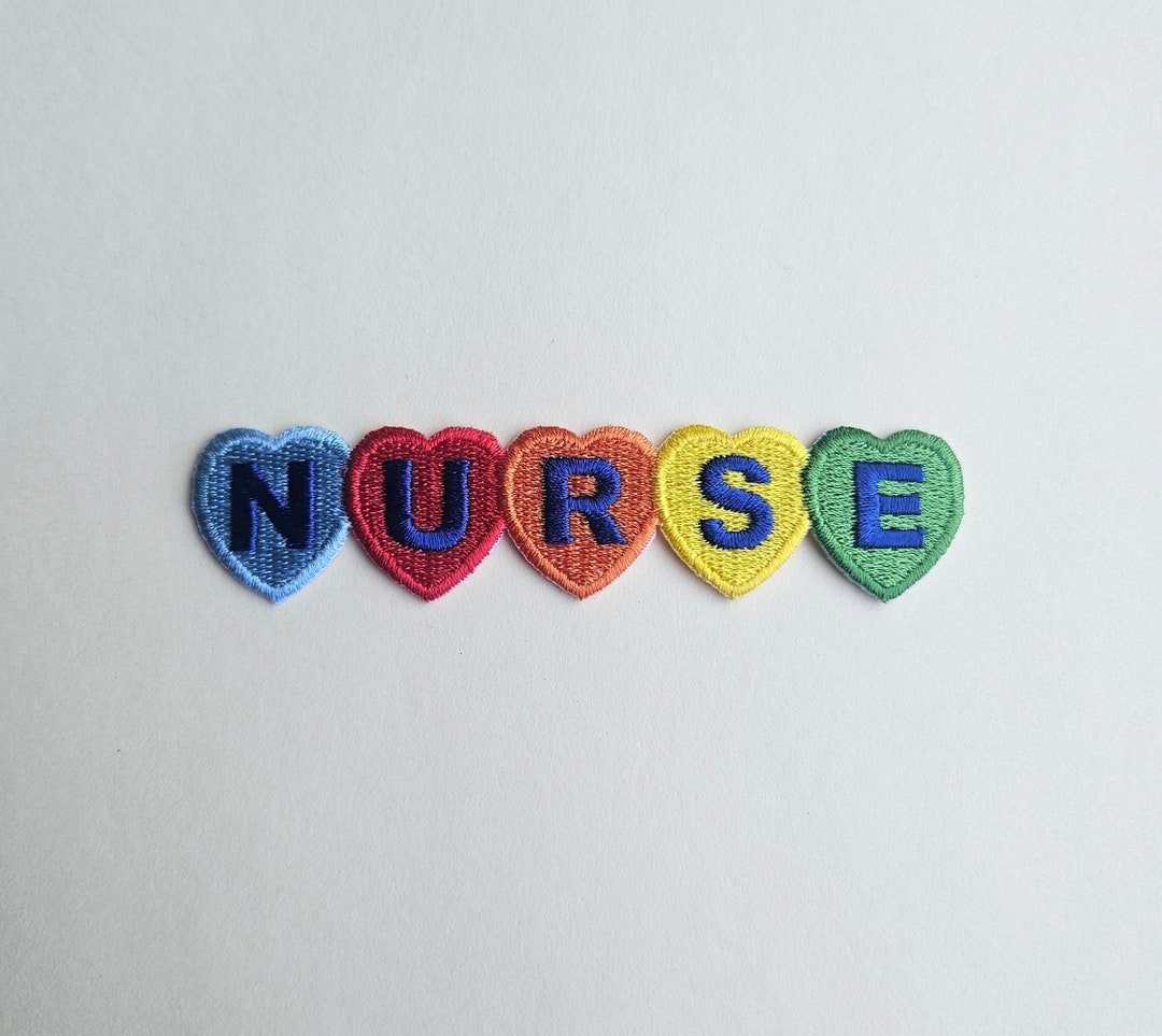 Nurse Patch - Colorful Hearts - Iron on Patch - Embroidered Patch ...