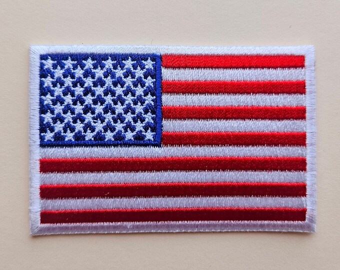 US Flag White Border Patch 3x2 Inch - Iron on Patch - Embroidered Patch ...