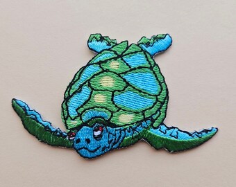 Green Sea Turtle Iron on Embroidered Patch - Etsy