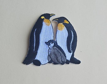 Iron on Patch/ Penguin Applique Penguin Patch Embroidered Heart Kids - Etsy