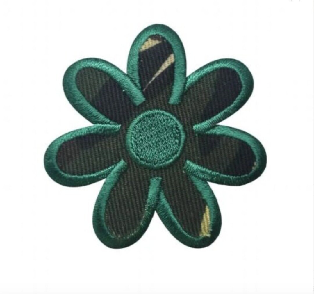 Army Camo Daisy Flower Patch - Iron on Patch - Embroidered Patch ...