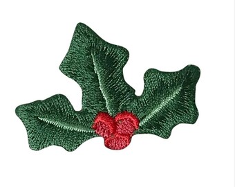 Christmas Holly Red Berries Iron on Applique Embroidered Patch 697271-A ...