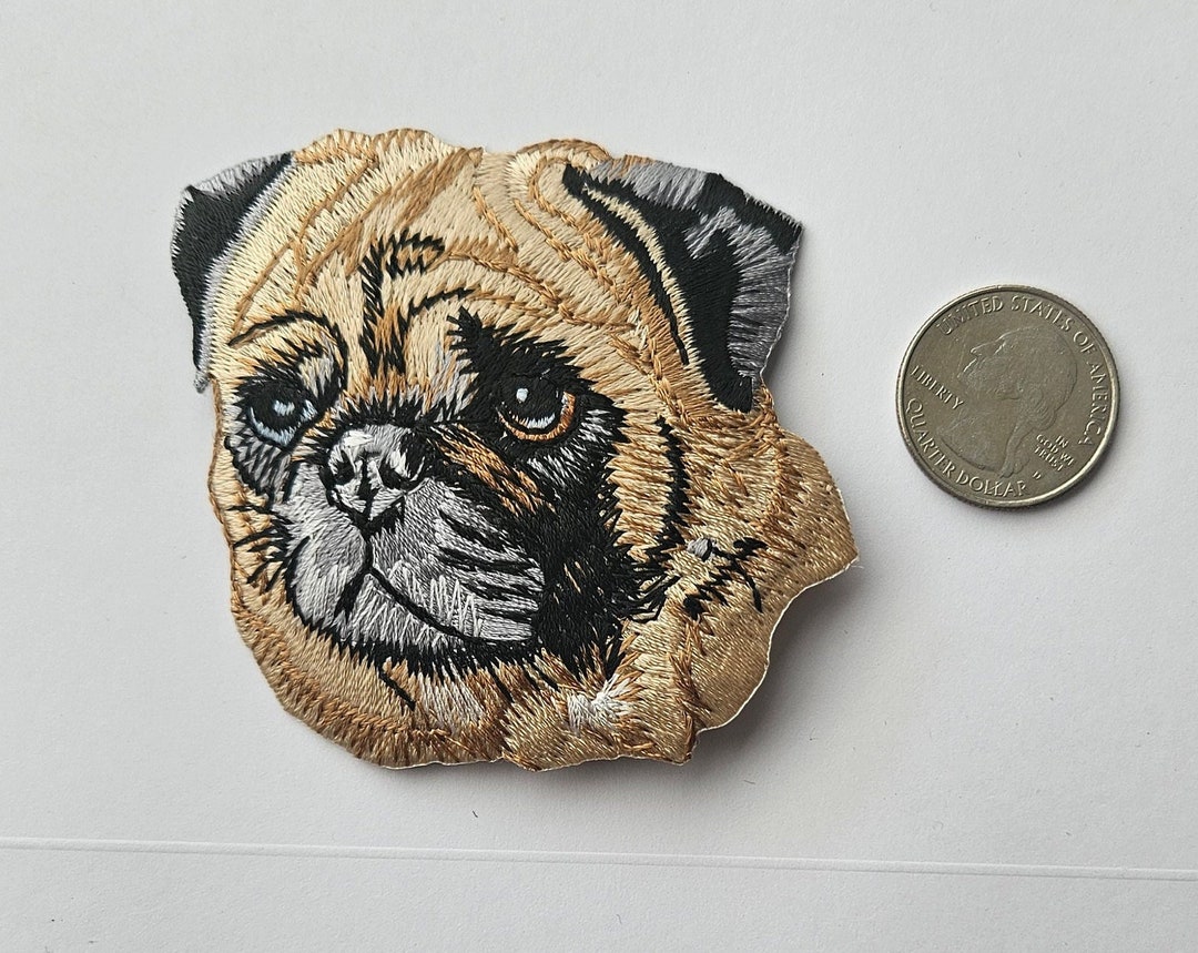 Pug Patch(2.5x2.5) - Iron on Patch - Embroidered Patch - Applique - Pug ...