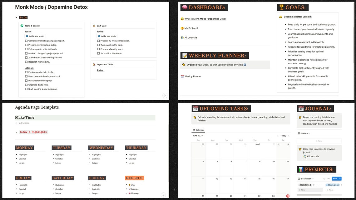 Monk Mode / Dopamine Detox Notion Template - Etsy
