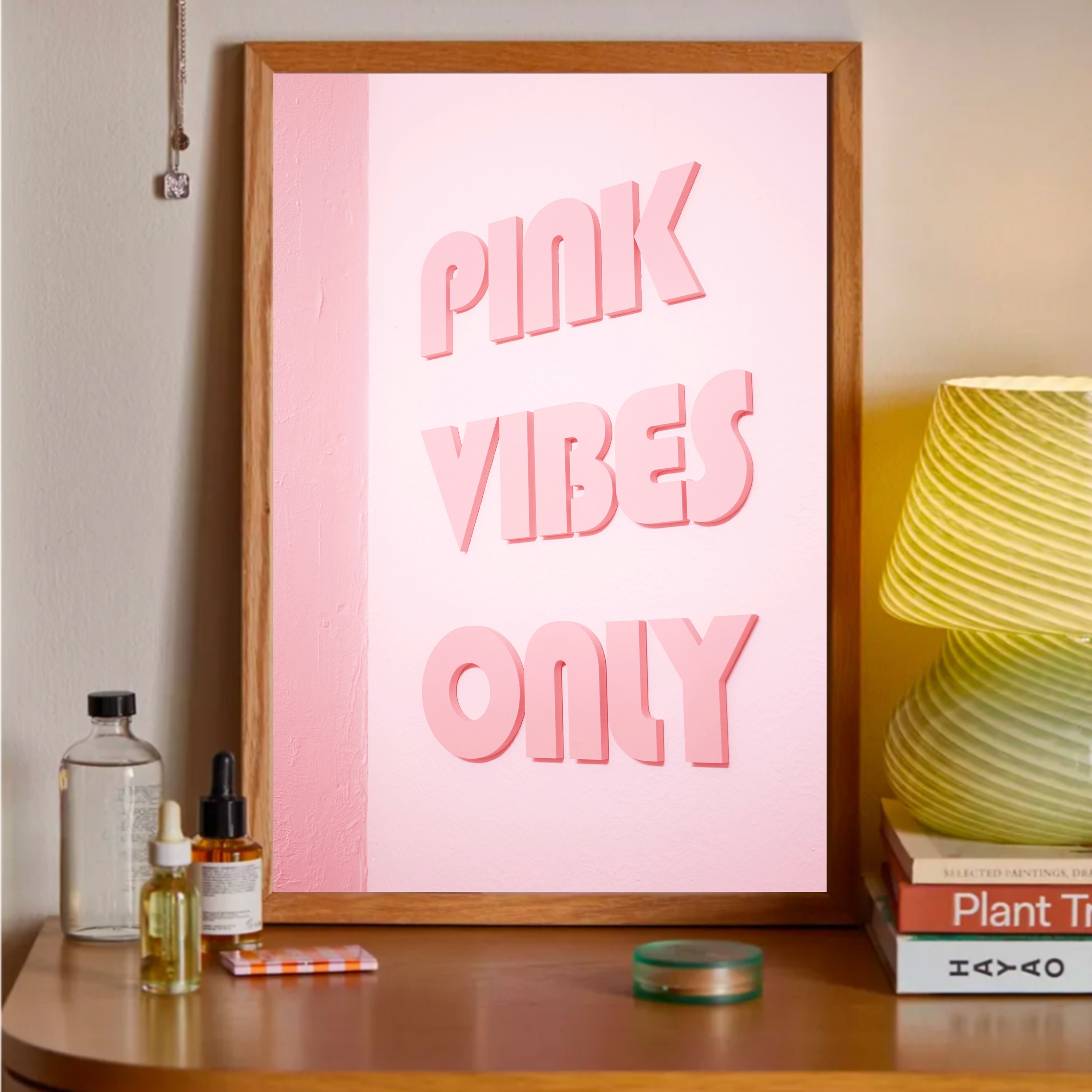Pink Vibes Only Print -positive Typography Wall Art -pink Wall Artpink ...