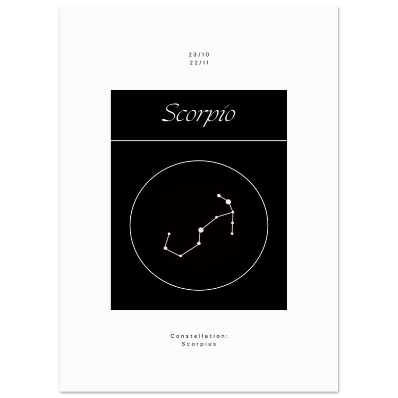 Scorpio Star Sign Print, Zodiac Astrology Art, Boho Bedroom Decor - Etsy