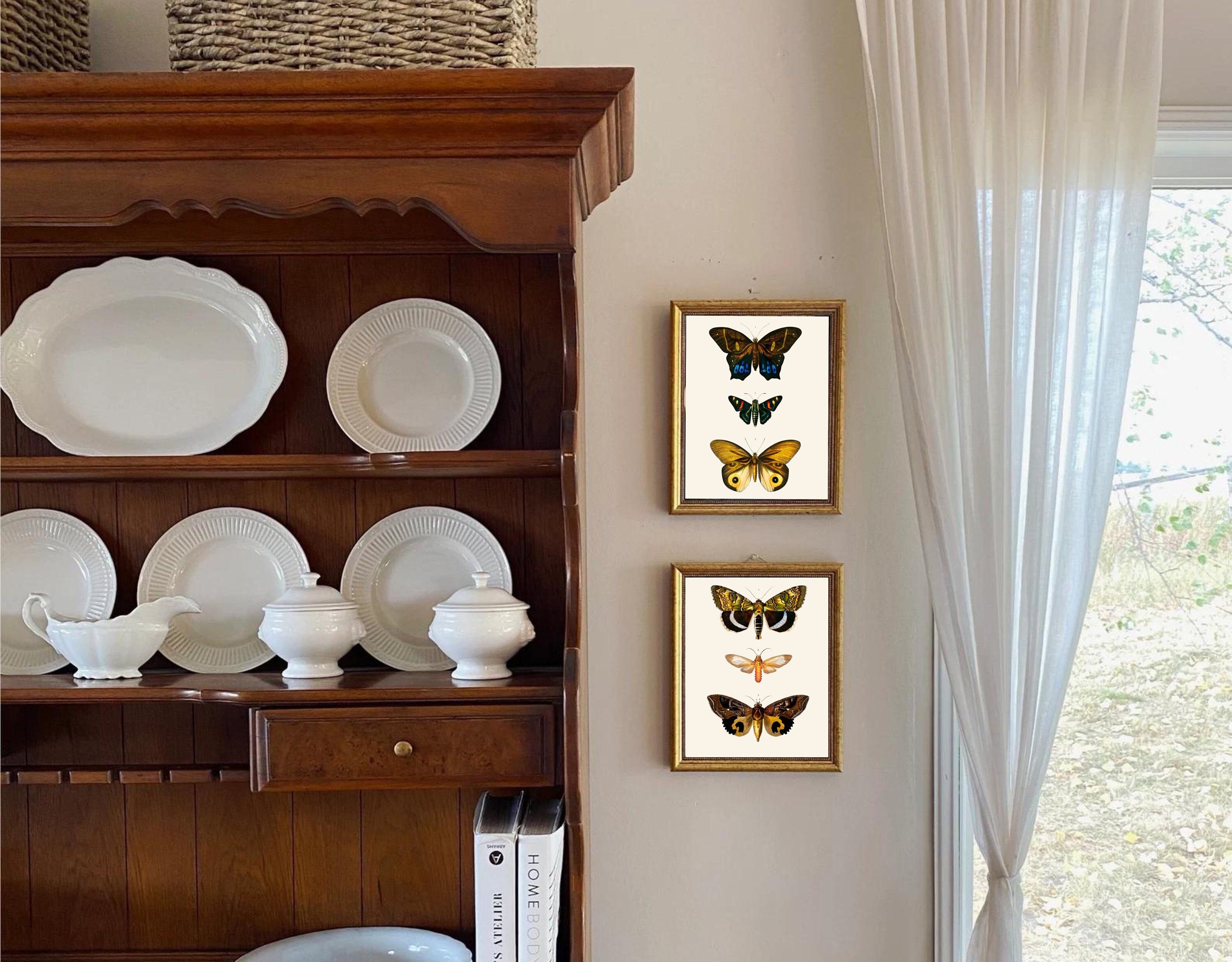 Vintage Butterfly Print, Farmhouse Wall Deco, Vintage Home Accents ...