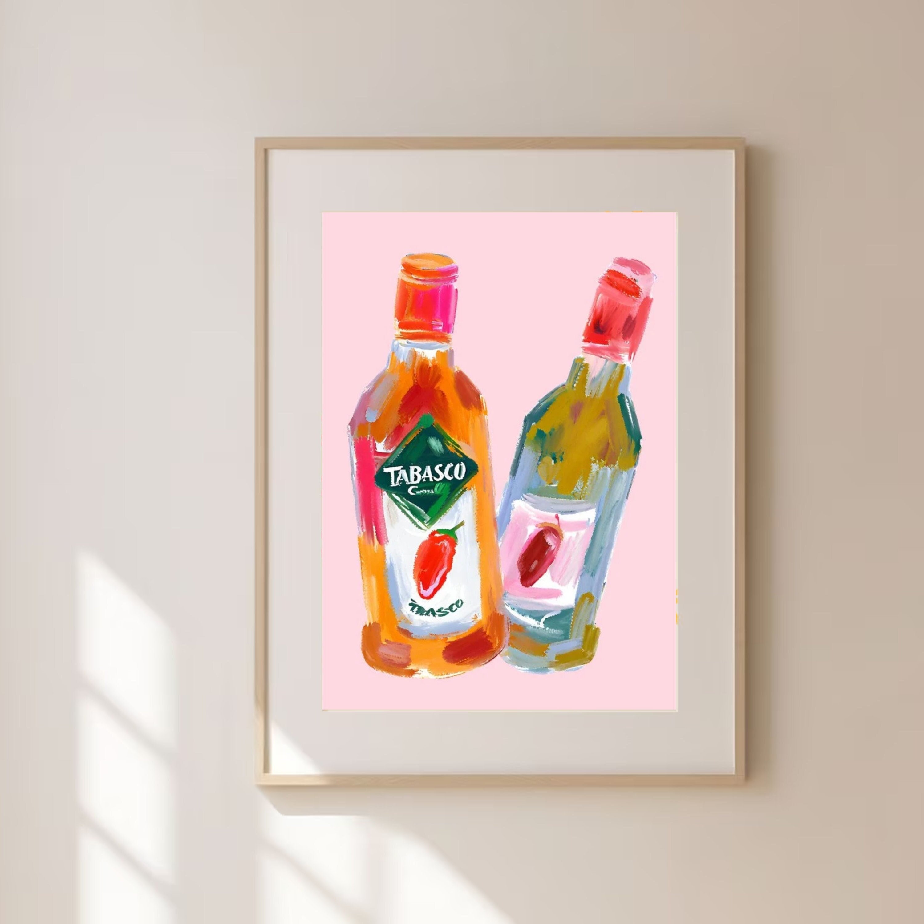 Tabasco Kitchen Hot Sauce Print, Food Illustration, Oil Paint Print ...