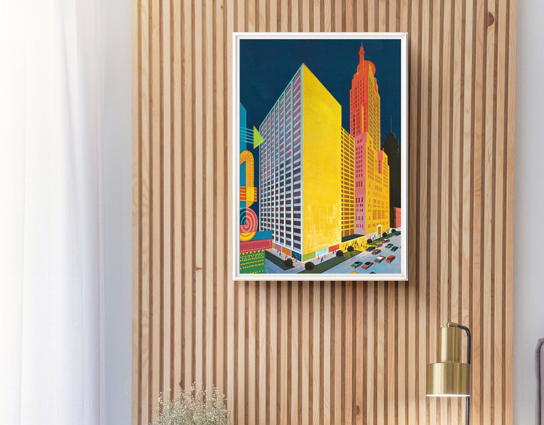 Chicago City Line, Cityscape Wall Art, Vibrant City Print, Chicago ...