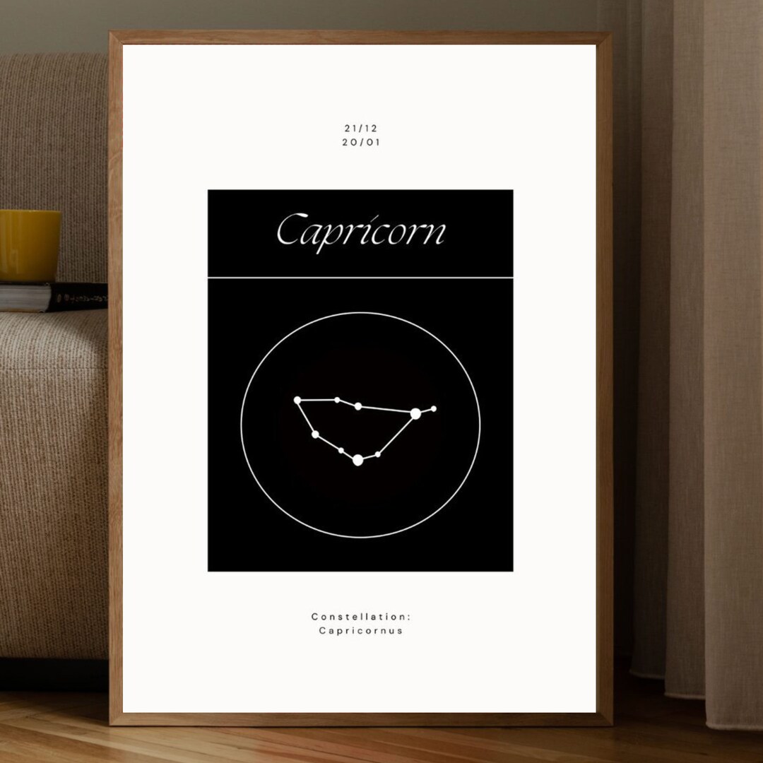 Capricorn Star Sign Print, Star Sign Poster, Birthday Gift, Zodiac Sign ...
