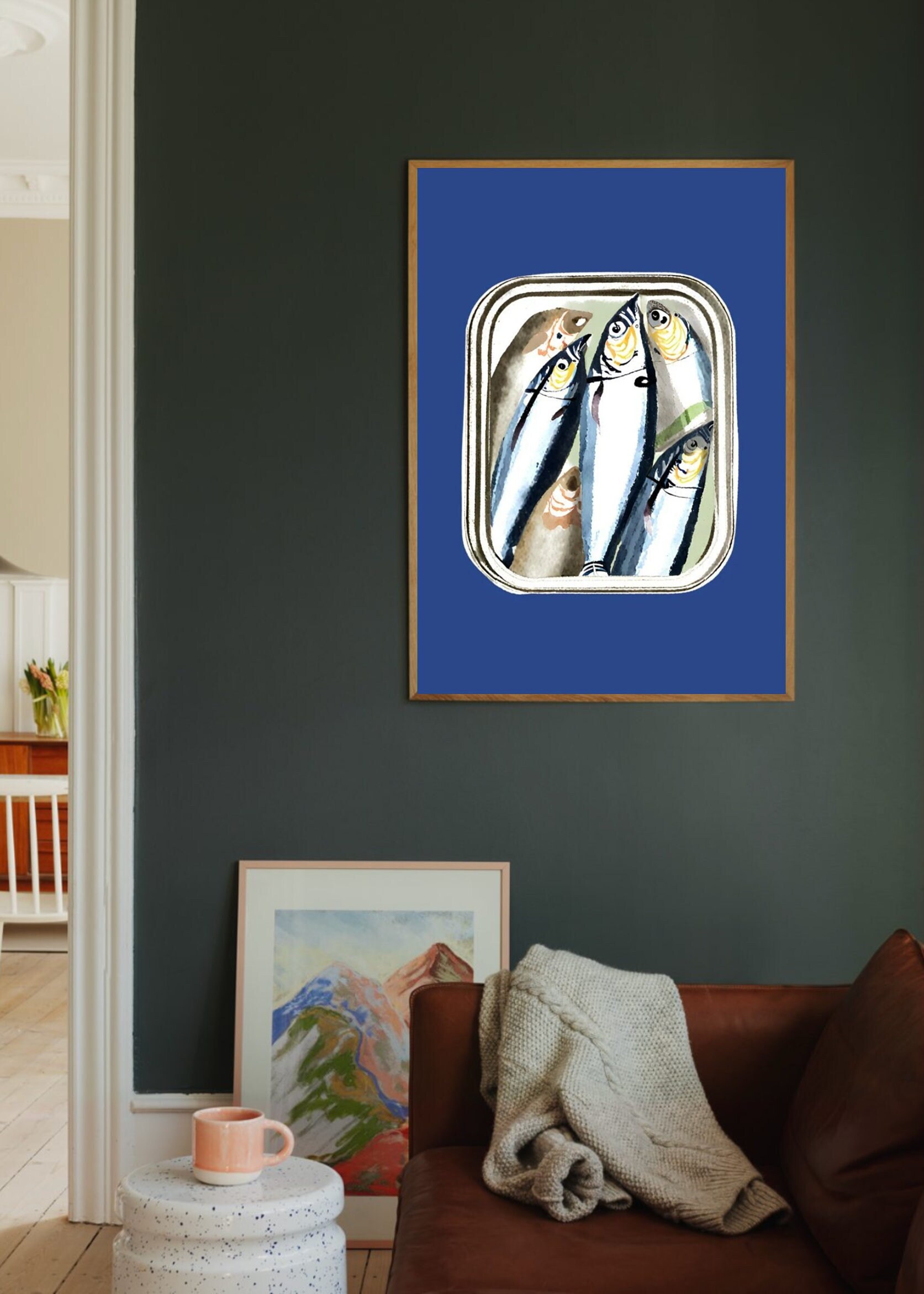 Blue Sardines Kitchen Print, Sardines and Anchovies Print, Modern Wall ...