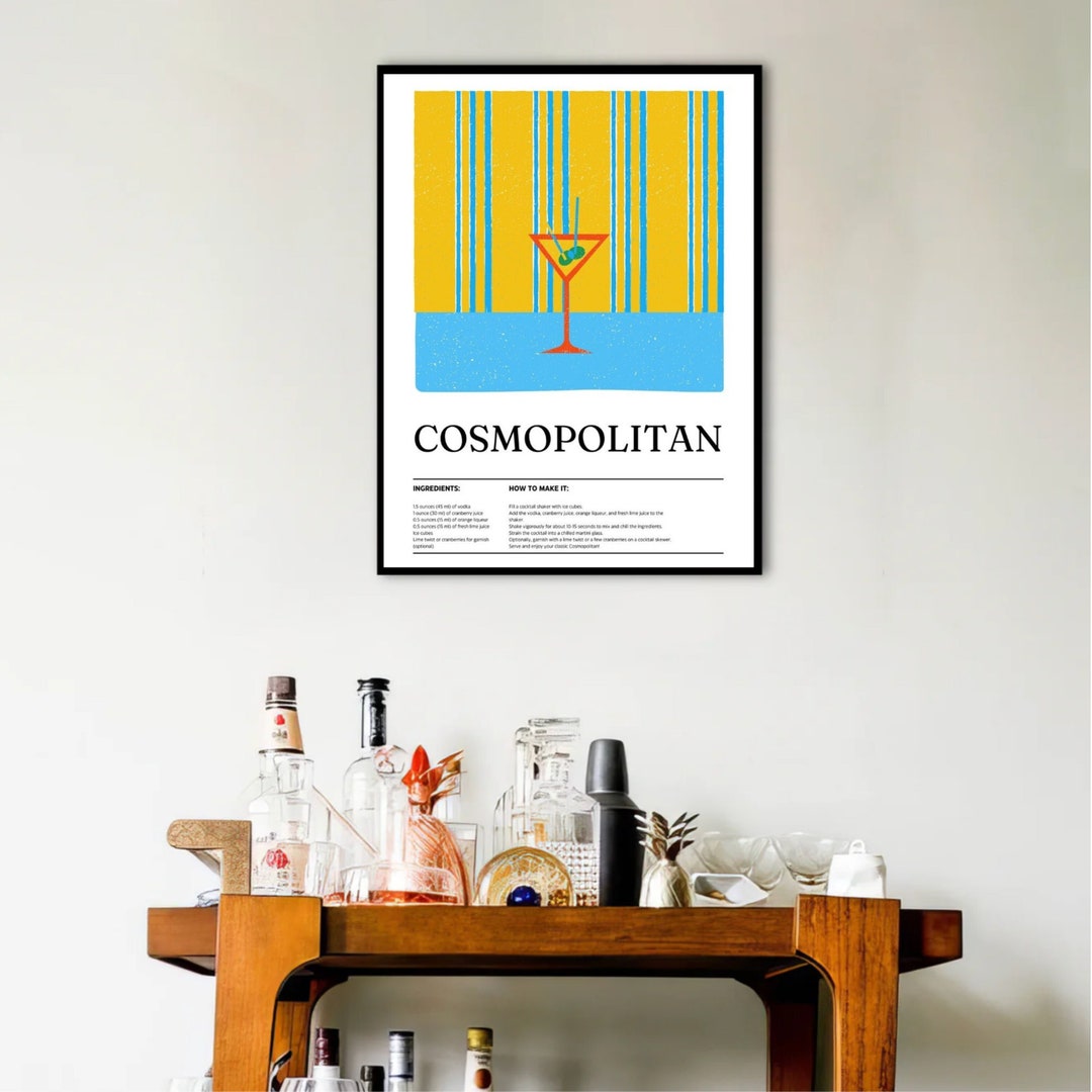 Cosmopolitan Print - Tropical Wall Art - Bar Print - Cocktail Print ...