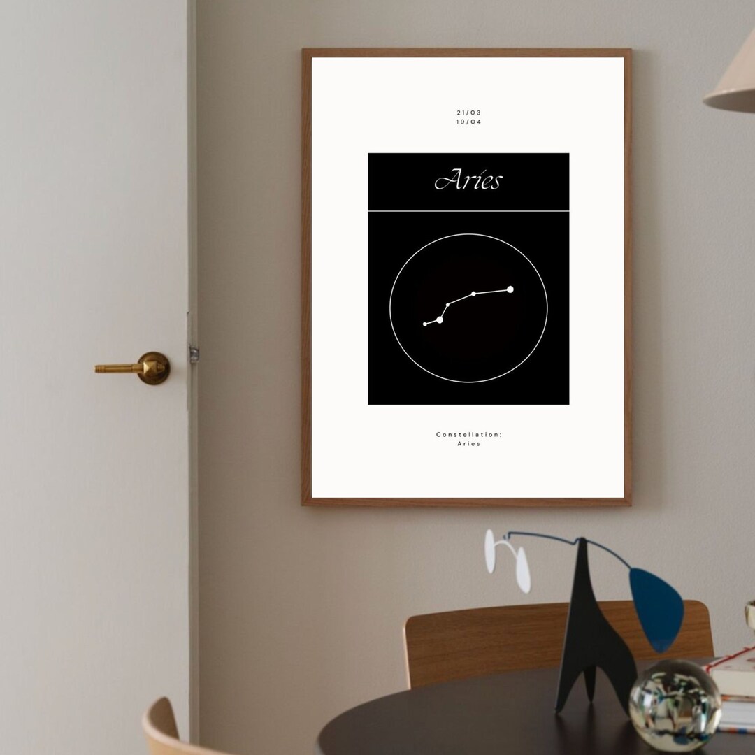 Aries Star Sign Print, Star Sign Poster, Birthday Gift, Zodiac Sign ...