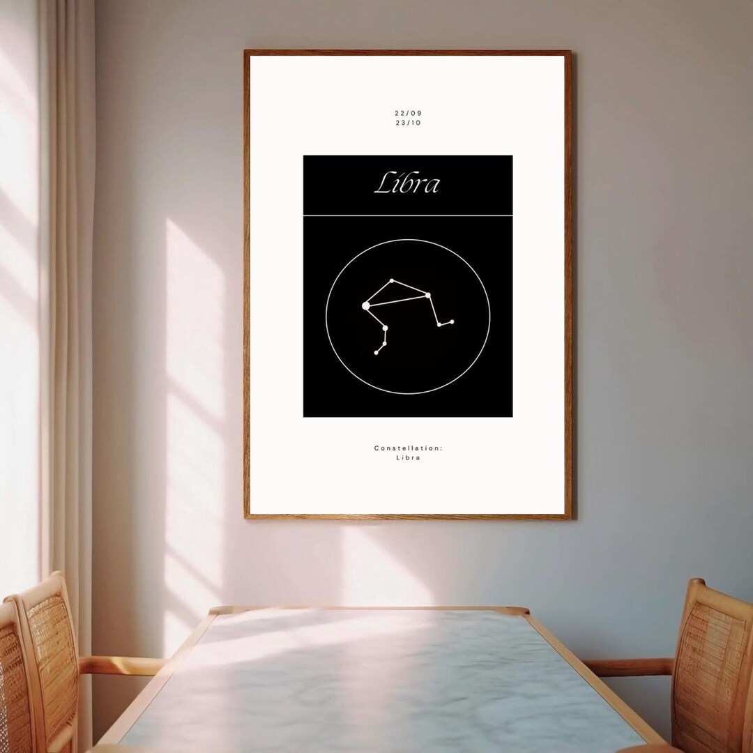 Libra Star Sign Print, Star Sign Poster, Birthday Gift, Zodiac Sign ...