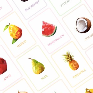 16 Fruits Flashcards + Free Coloring Package | Fruits Flash Cards ...