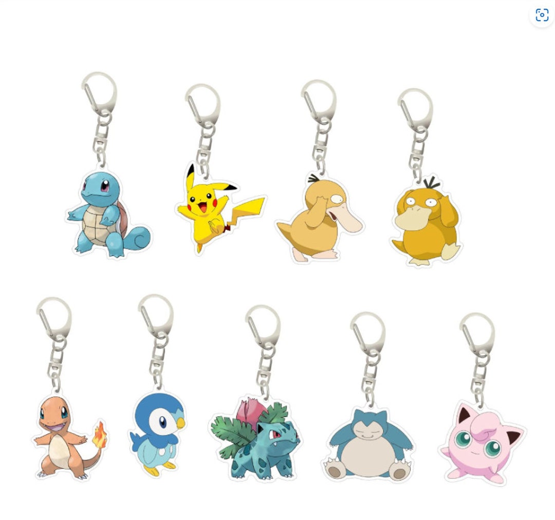 Pokemon Keychain - Pokemon Pikachu Anime Snorlax Gengar Eevee Charizard ...