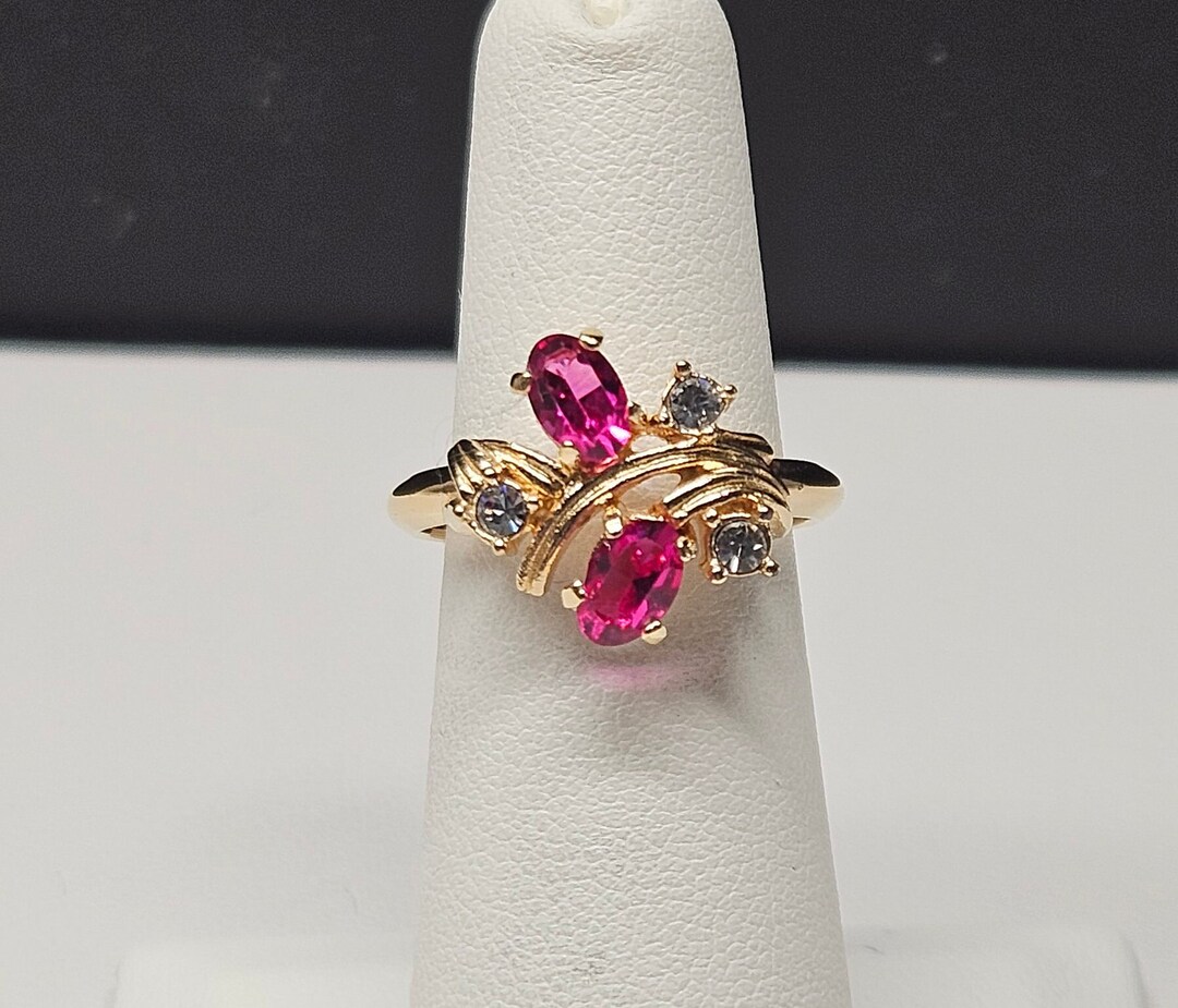 Beautiful Vintage Pink Stone CZ Ring, Size 6.5 - Etsy