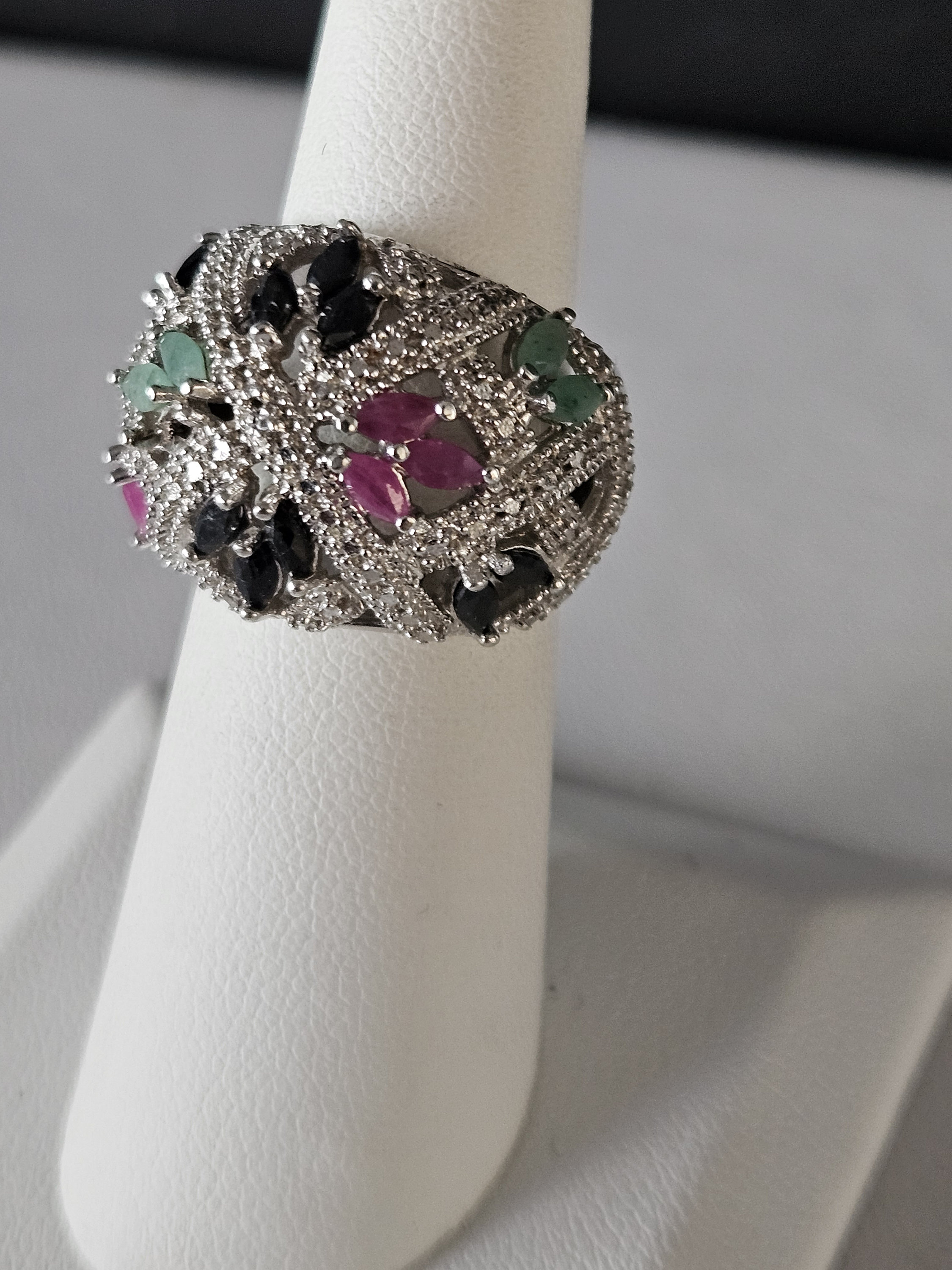 Fantastic and Gorgeous Vintage Sterling Silver Multi-gem Ring, Make a ...