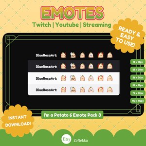 I'm a Potato Emotes Assorted Pack 3, Twitch/discord/youtube, Cute Bits ...