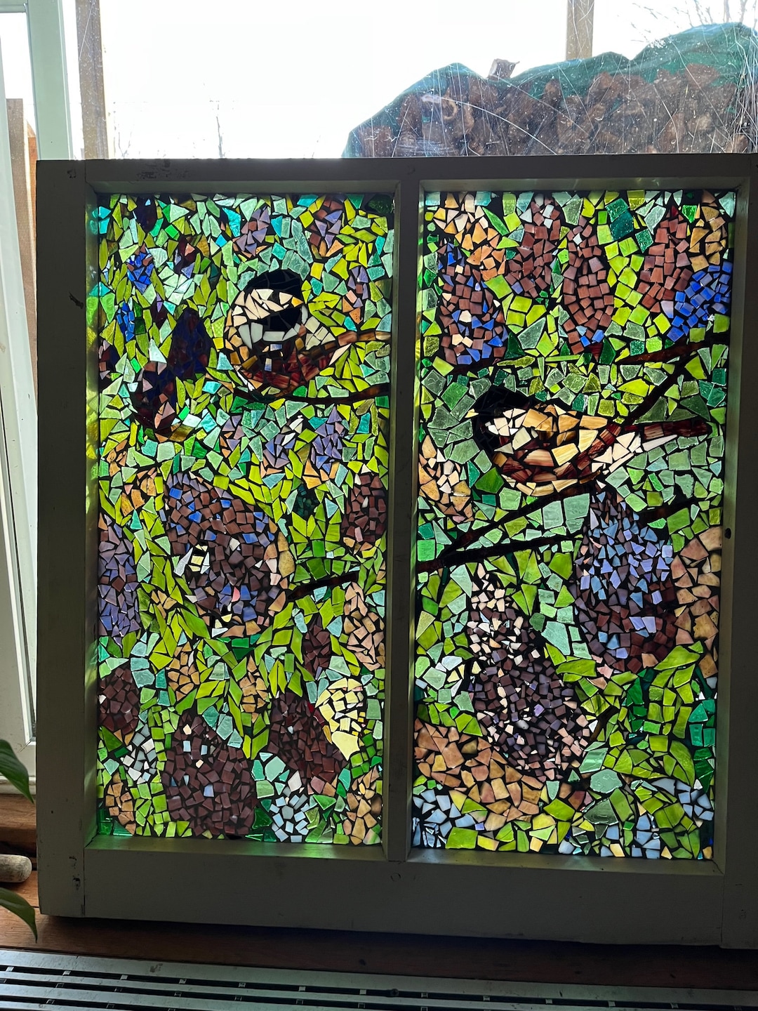 Birds Glass Mosaic Window, Upcycled, Hanging - Etsy