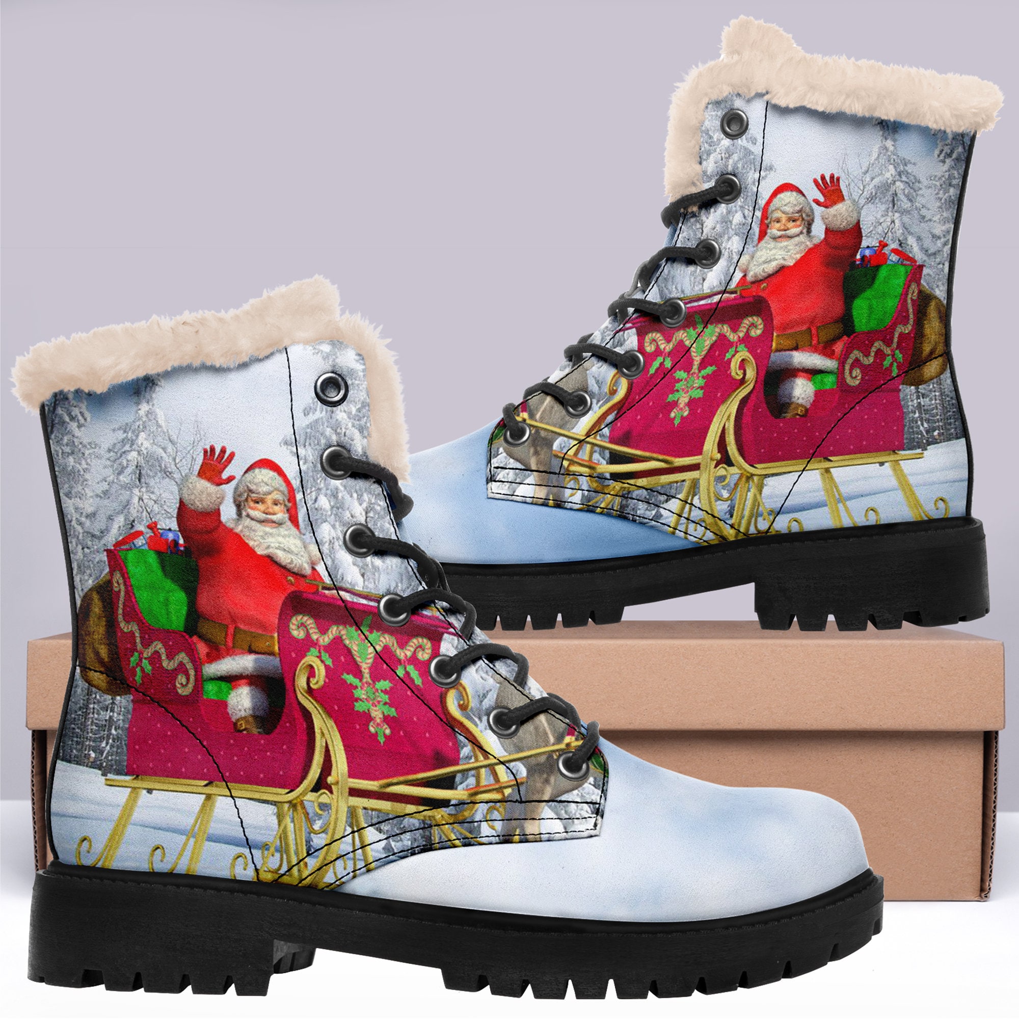 Custom Chirstmas Santa Boots,personalized Winter Water Proof Snow Boots ...