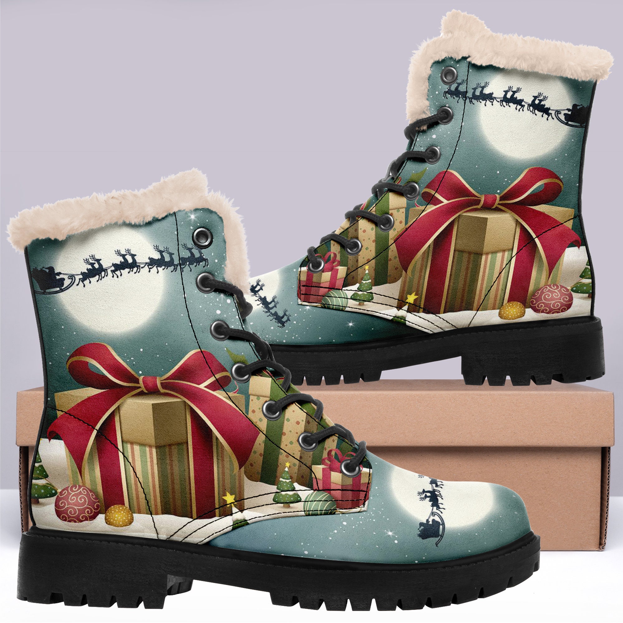 Custom Chirstmas Santa Boots,personalized Winter Water Proof Snow Boots ...