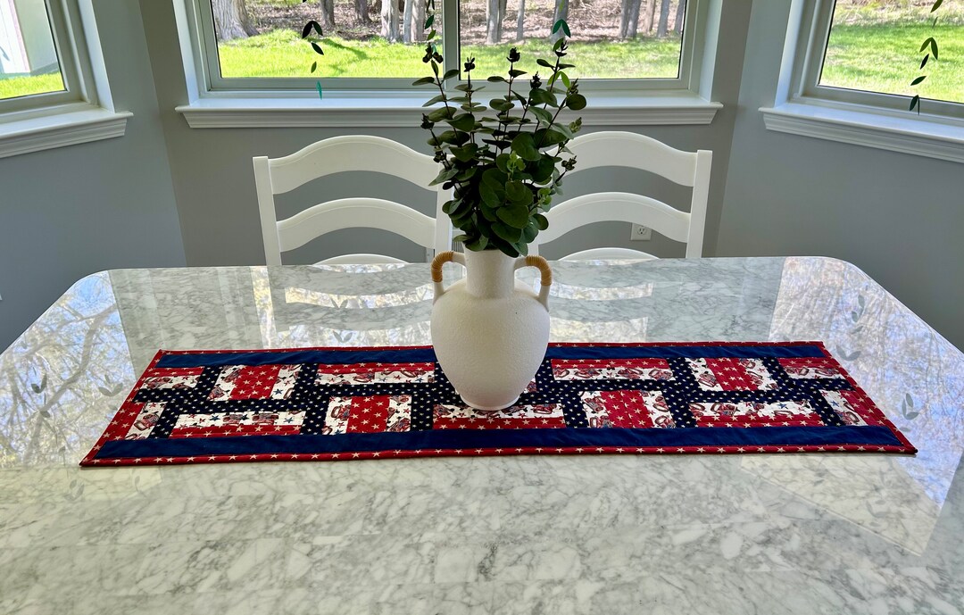 Patriotic Quilted Table Runner 46 Inches Long - American Made! - Etsy