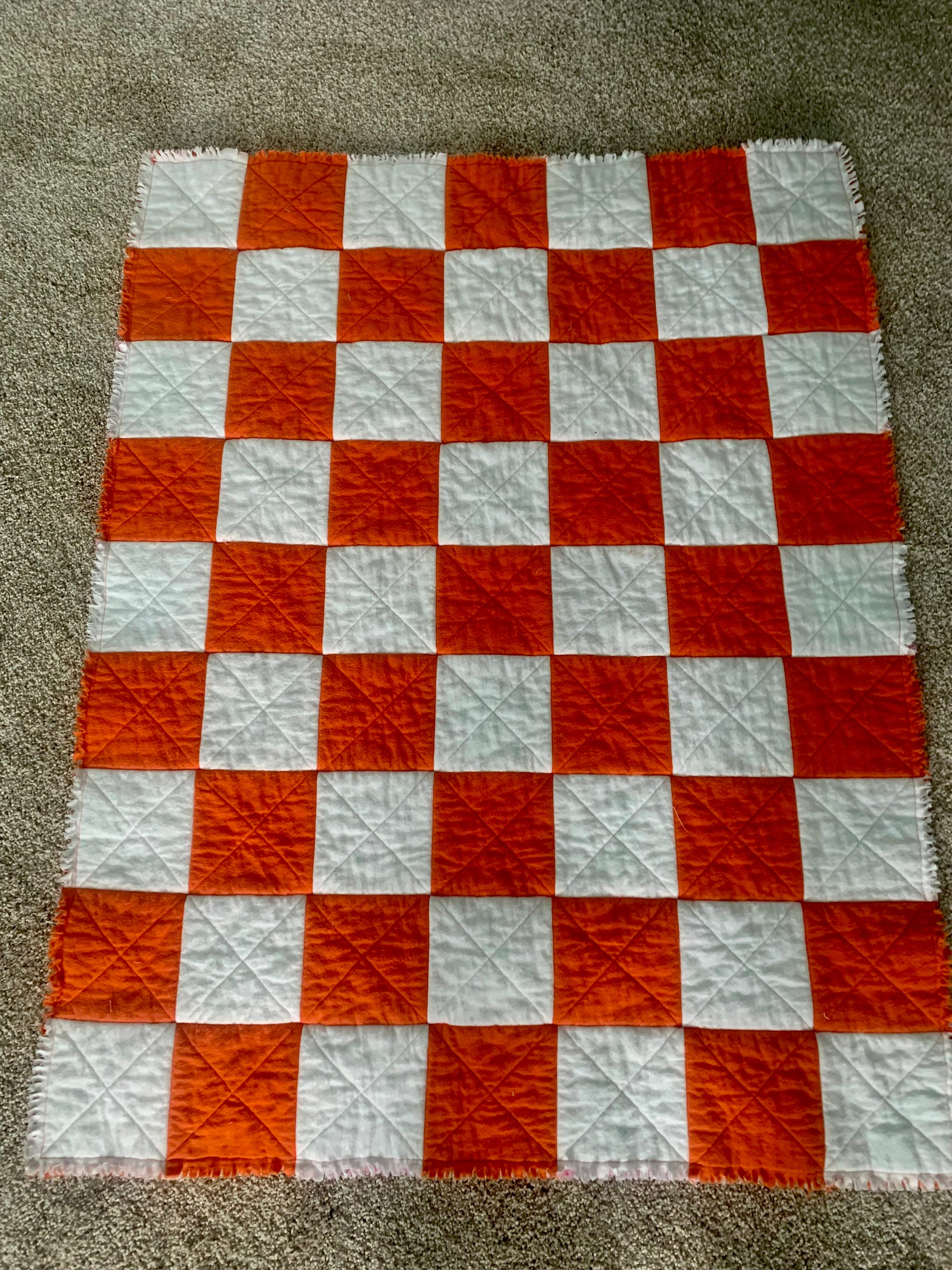 Rag Quilt - Pink and Orange Flowered! - Etsy