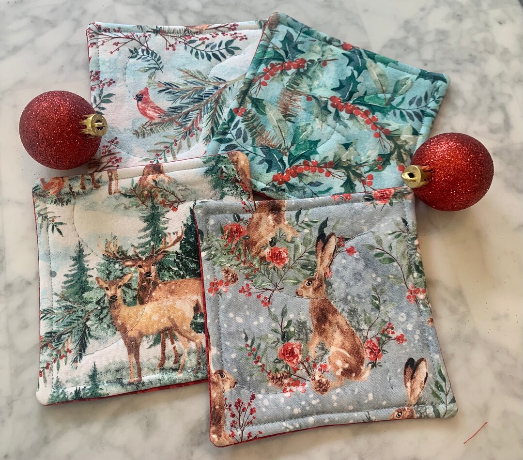 Holiday Coaster Set Woodland Animal - Etsy