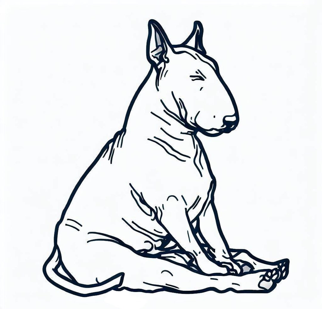 Bull Terrier Sitting Illustration | Decals, Stickers, Embroidery ...