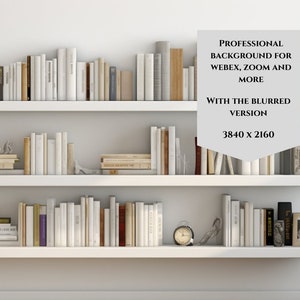 Bookshelf Background With Blurred Version | Virtual Meeting Office ...