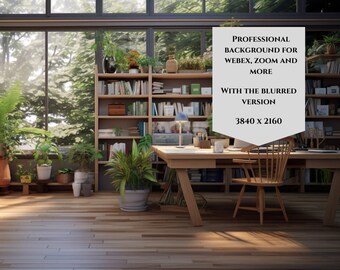 Bookshelf Background With Blurred Version | Virtual Meeting Office ...