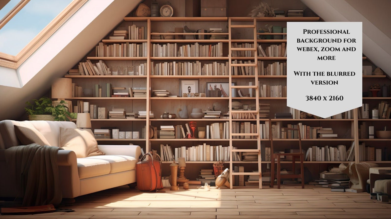 Zoom Background Office | With the Blurred Version | Bookshelf | Virtual ...