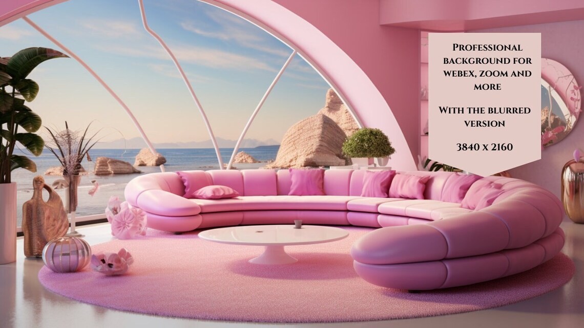 Pink Room Background With Blurred Version | Virtual Meeting Office ...