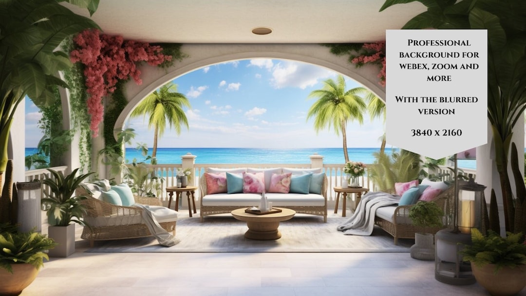 Beach House Background With Blurred Version | Virtual Meeting Office ...