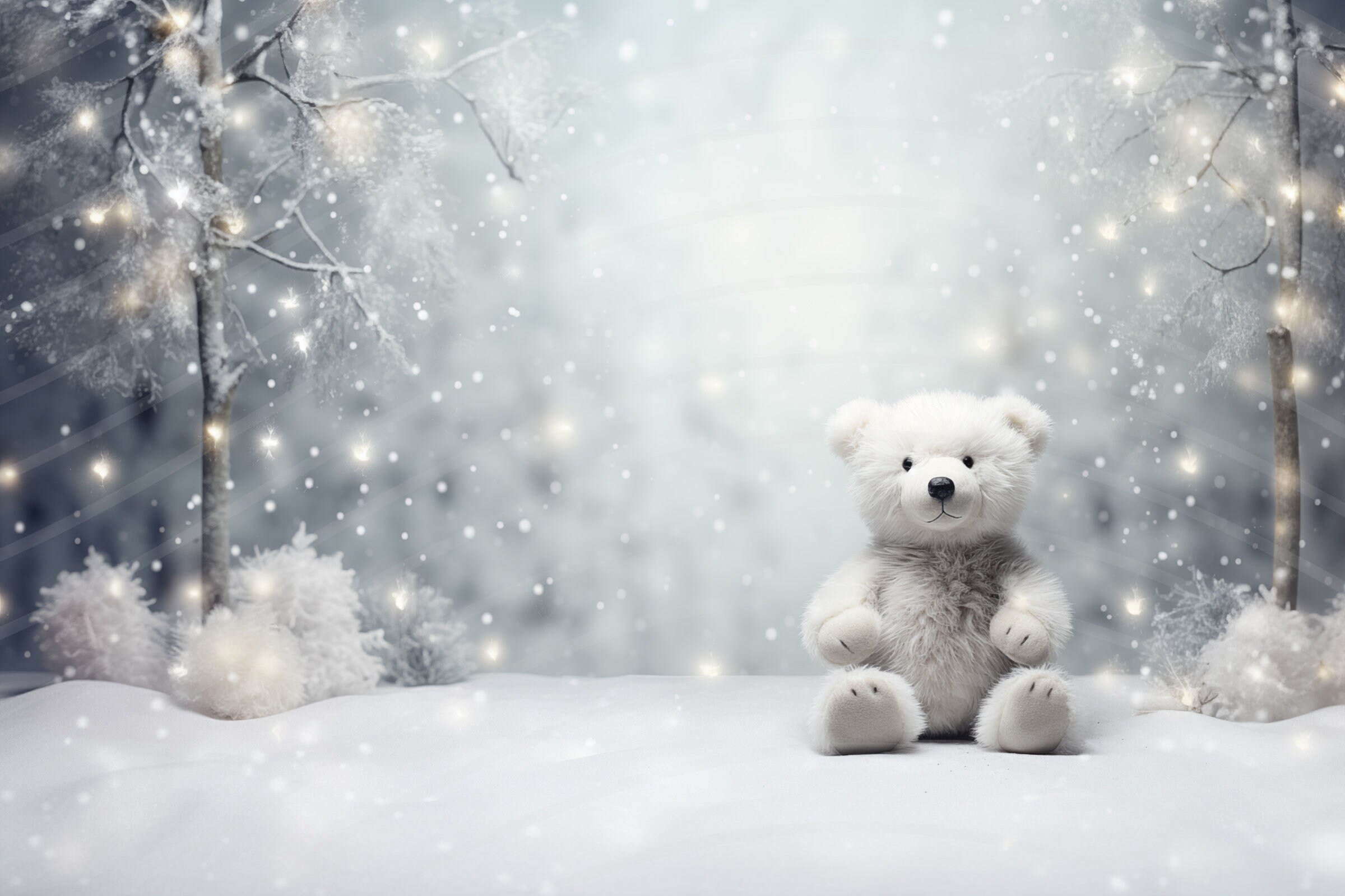 Winter Teddybear Digital Backdrop for Kids Portraits - Christmas Colors ...