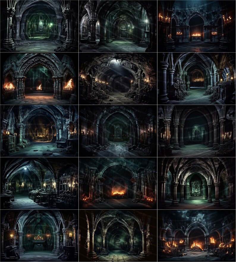Halloween Digital Portrait Backdrops. Gothic Crypt Backgrounds for ...