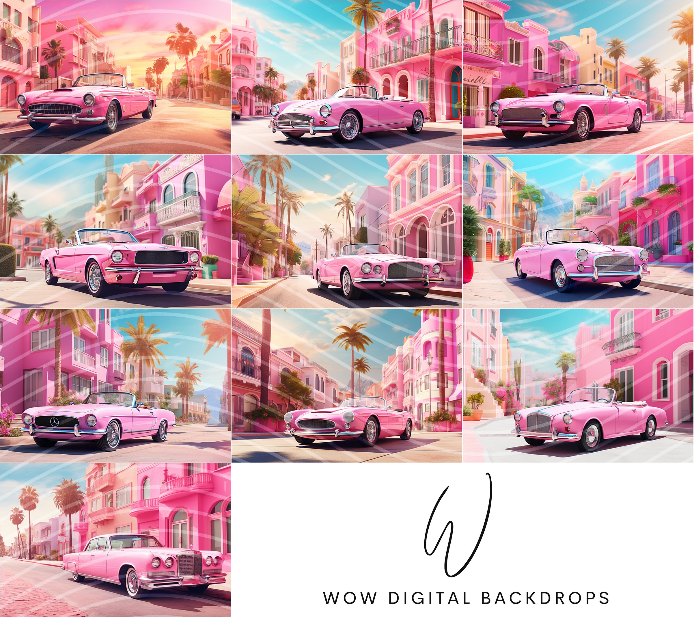 Pink Car Digital Backdrop for Portrait Photography. Perfect as a Gift ...
