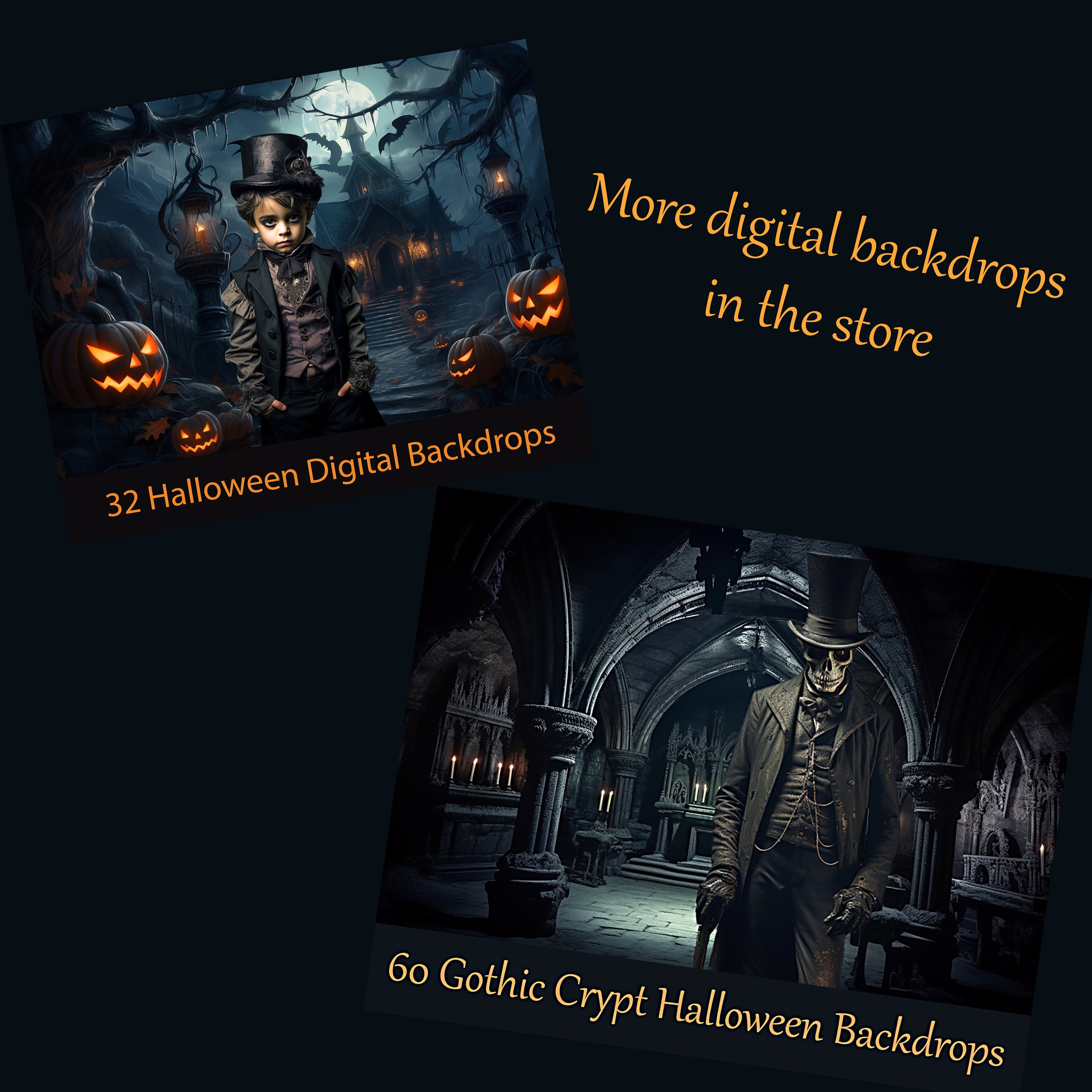 Halloween Digital Backdrops. Backgrounds for Photoshoot, Spooky ...