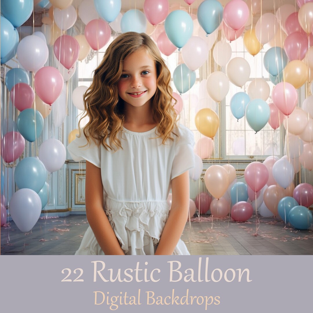 Pastel Ballon Digital Backdrop, Rustic Setting Backgrounds for Portrait ...