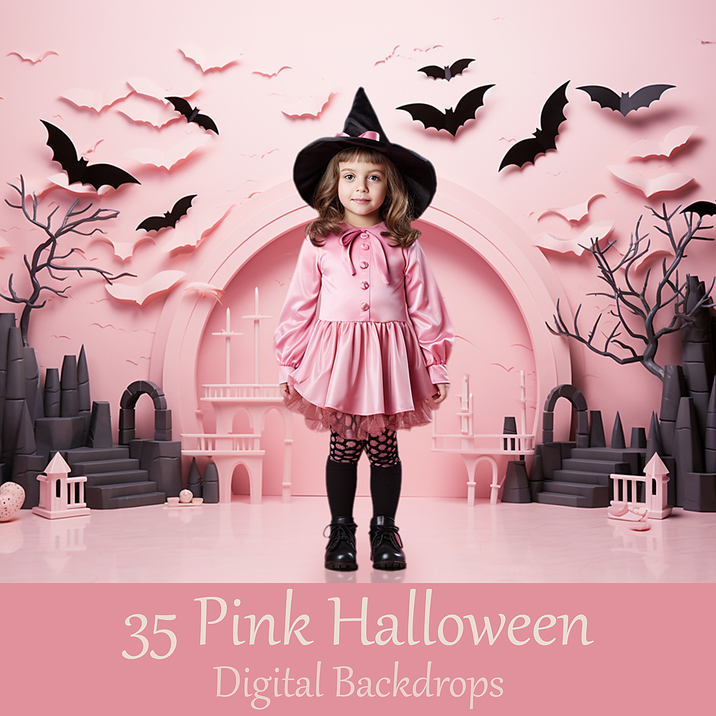 Spooky Pink Halloween Backdrops. Digital Download. Backgrounds - Etsy