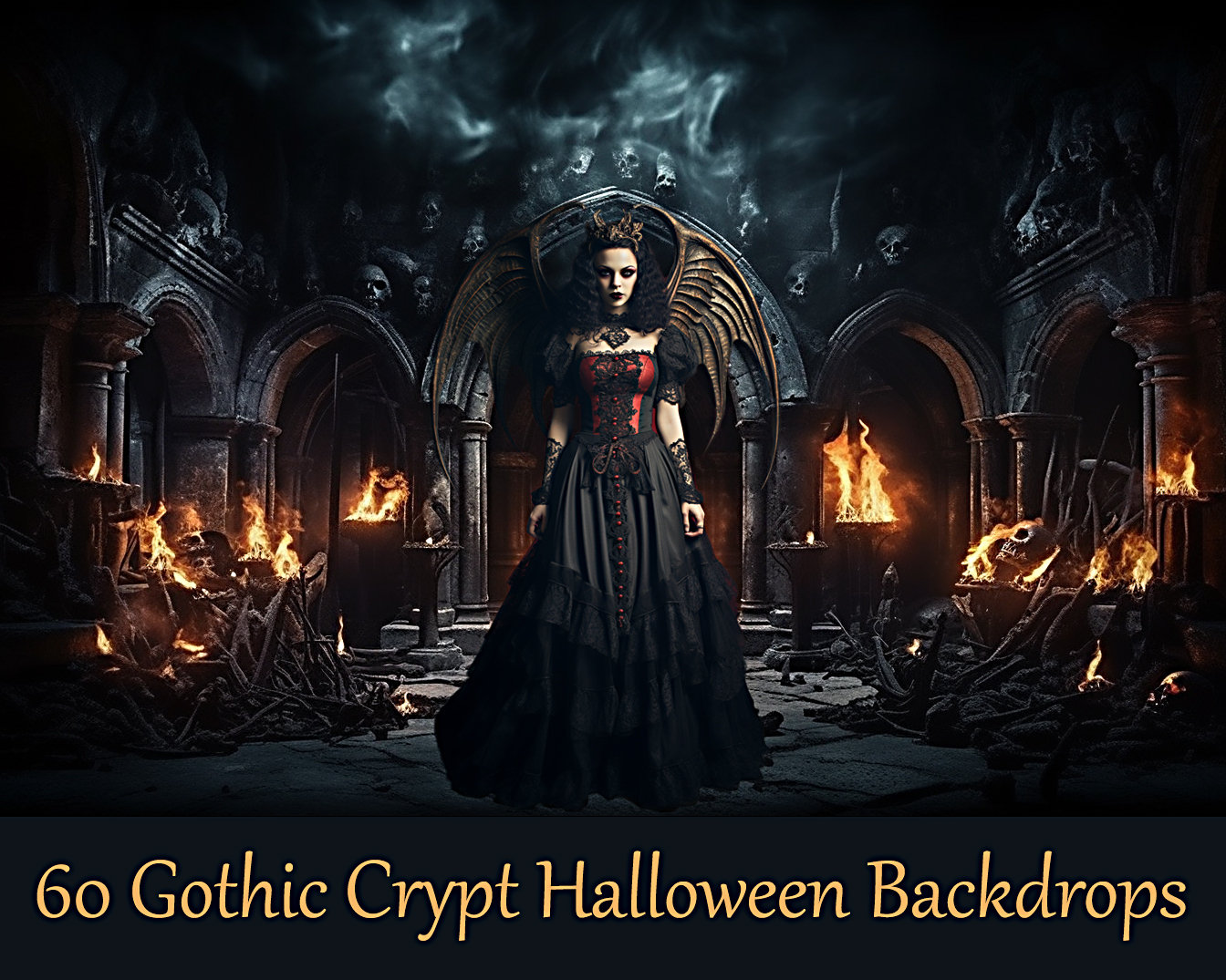 Halloween Digital Portrait Backdrops. Gothic Crypt Backgrounds for Photoshoots. Spooky Halloween ...