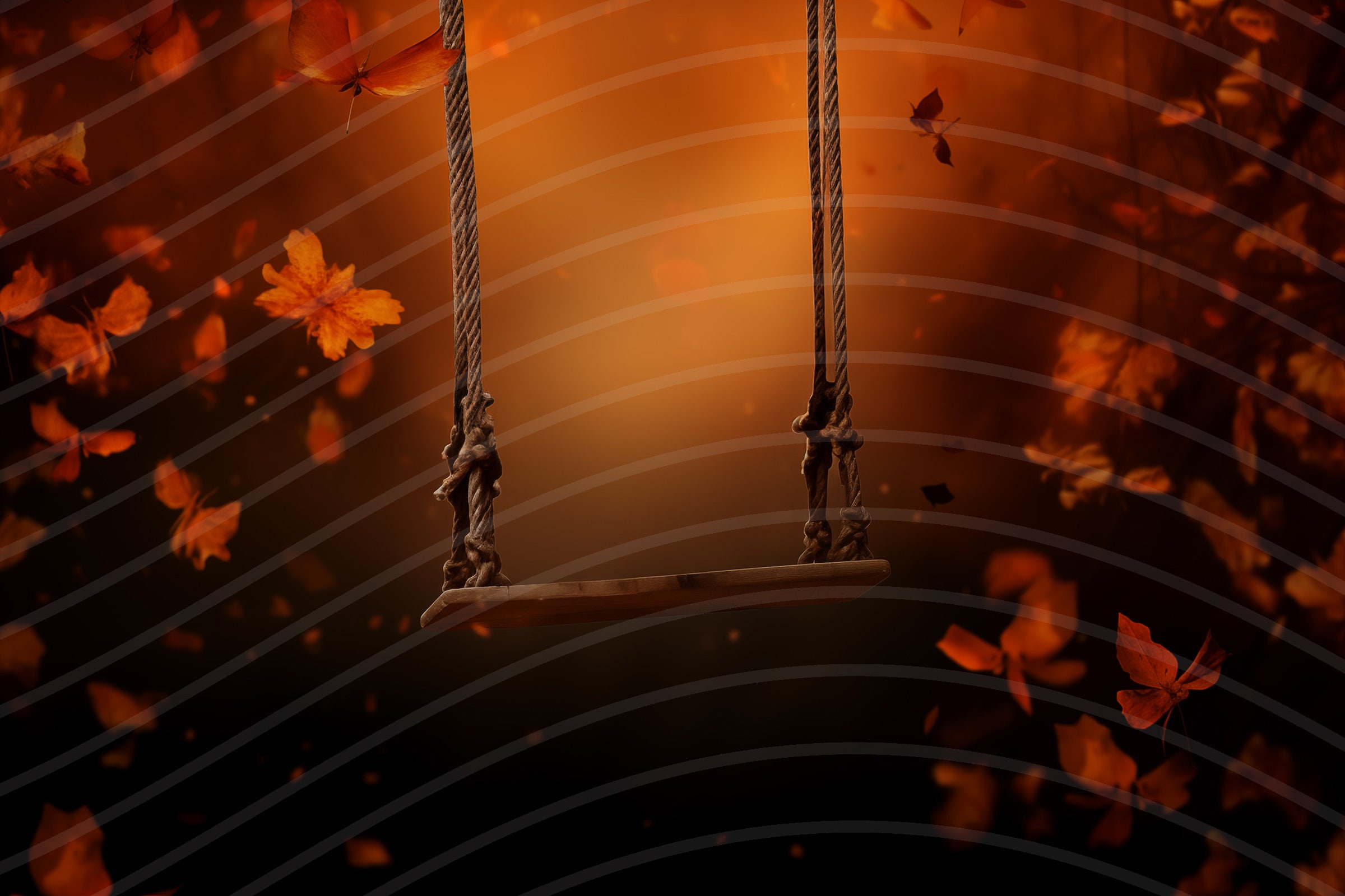 Autumn Swing Digital Backdrop for Kids Portraits - Fall Colors in Tones ...