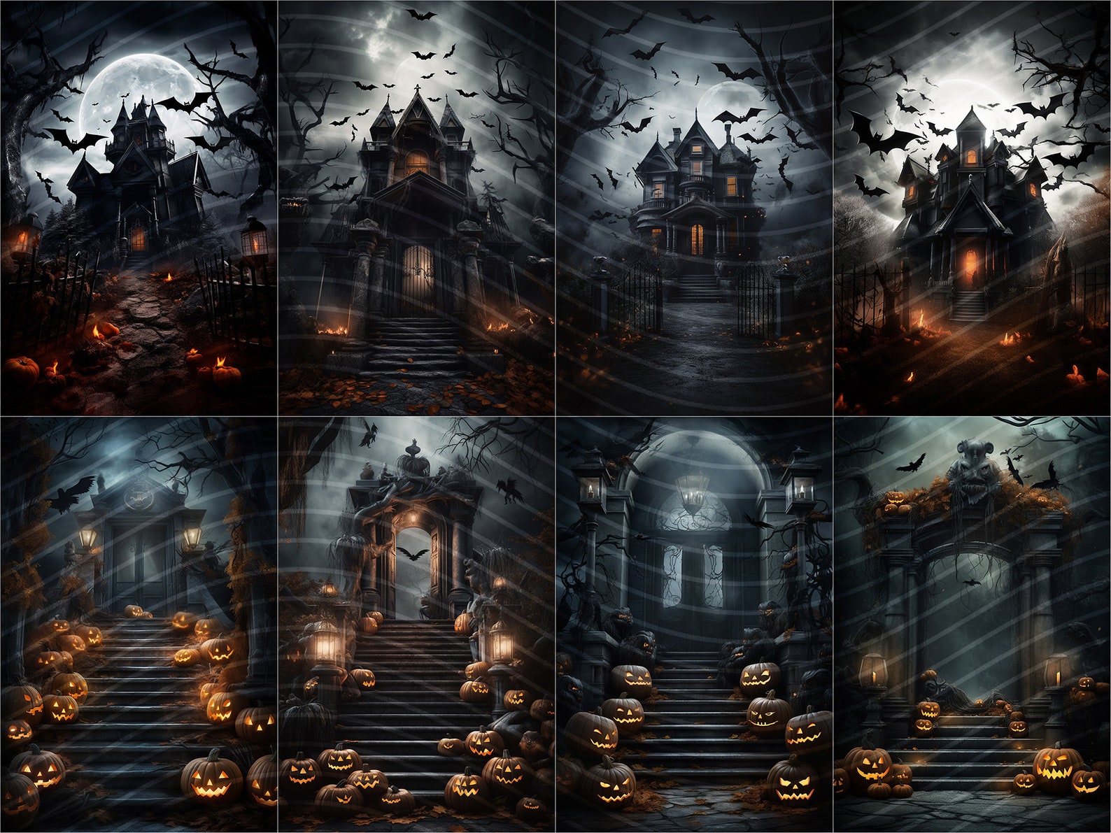 Halloween Digital Backdrops. Backgrounds for Photoshoot, Spooky ...